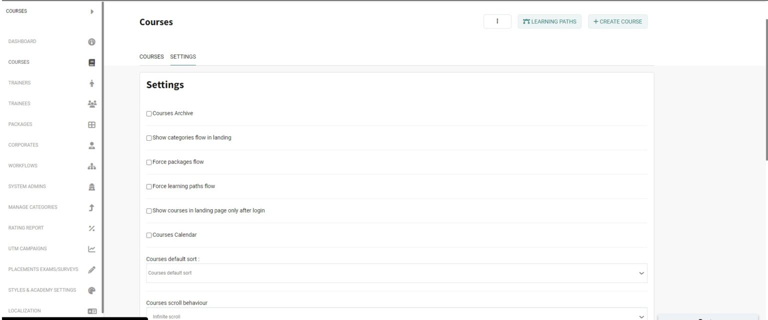 Courses Settings – | User Manuals